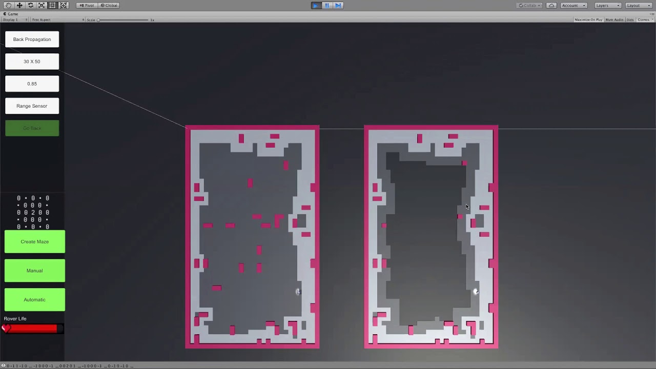 Rover Simulation for exploring mazes using different Sensors and NN ...