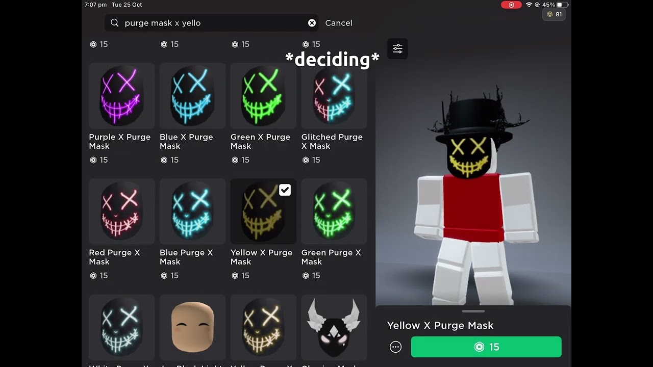 Masking Halloween costume irl in roblox - YouTube