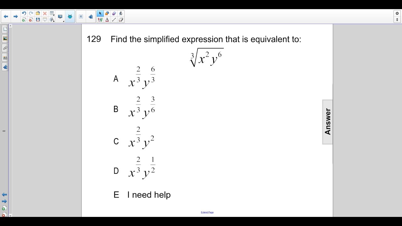 Algebra2 Rad Funcs Rational Exps Pt 3 Q129 - YouTube