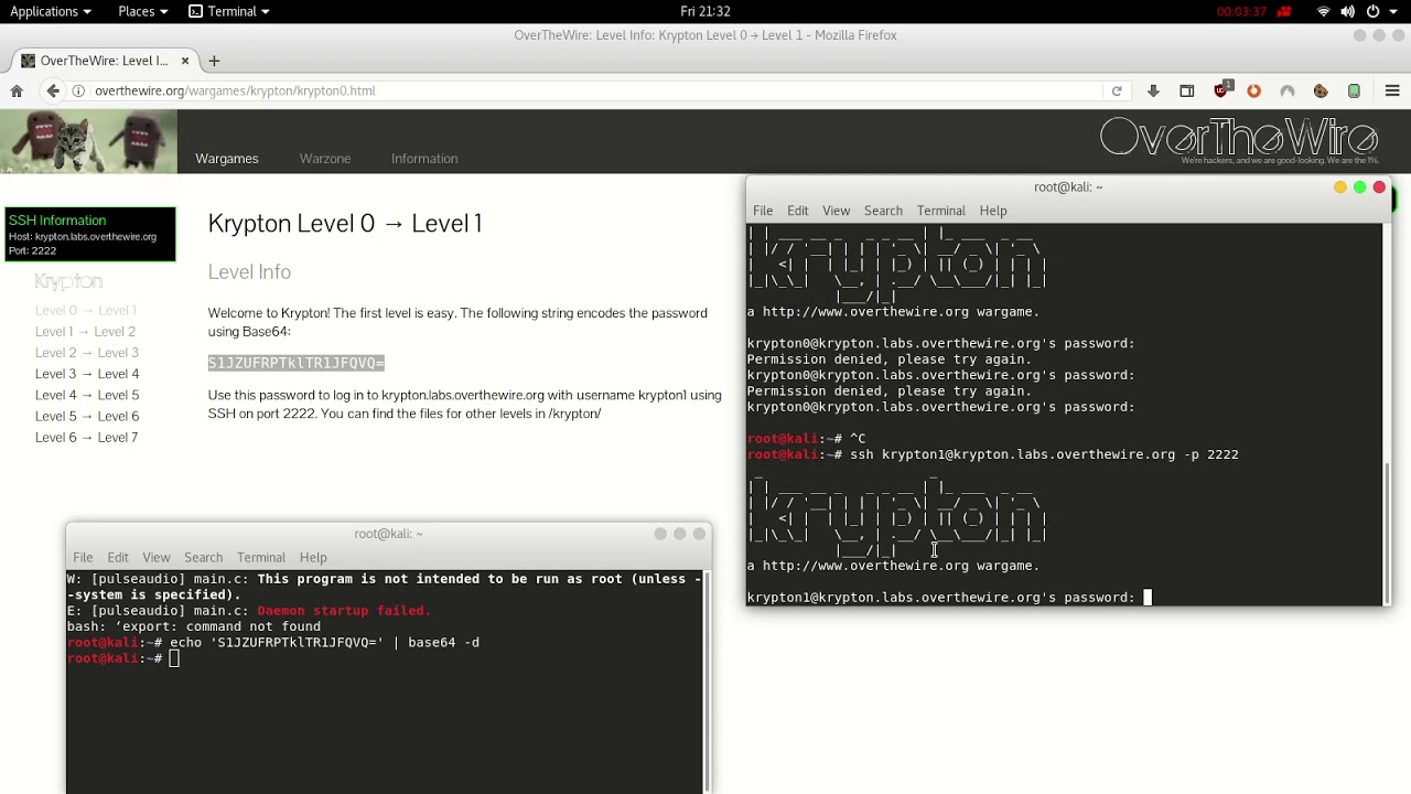 overthewire krypton-level-0-2 (writeup) - YouTube