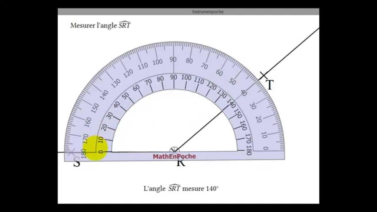 Comment mesurer un angle obtus avec un rapporteur. - YouTube