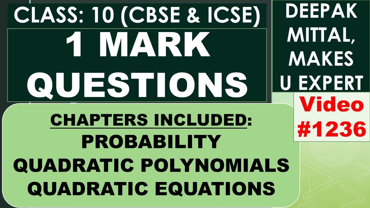 one mark questions I class 10 I maths I cbse I icse I probability I ...