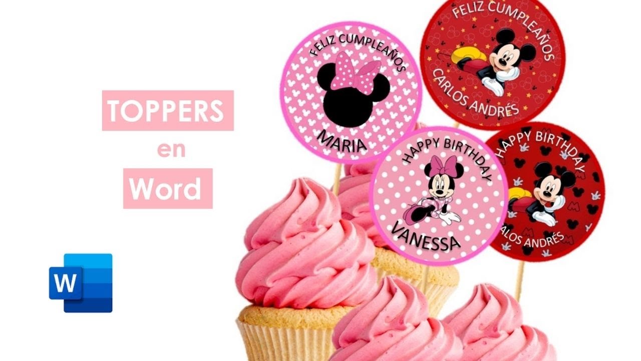 COMO DISEÑAR TOPPERS PARA MESA DULCE EN WORD Souvenir - YouTube