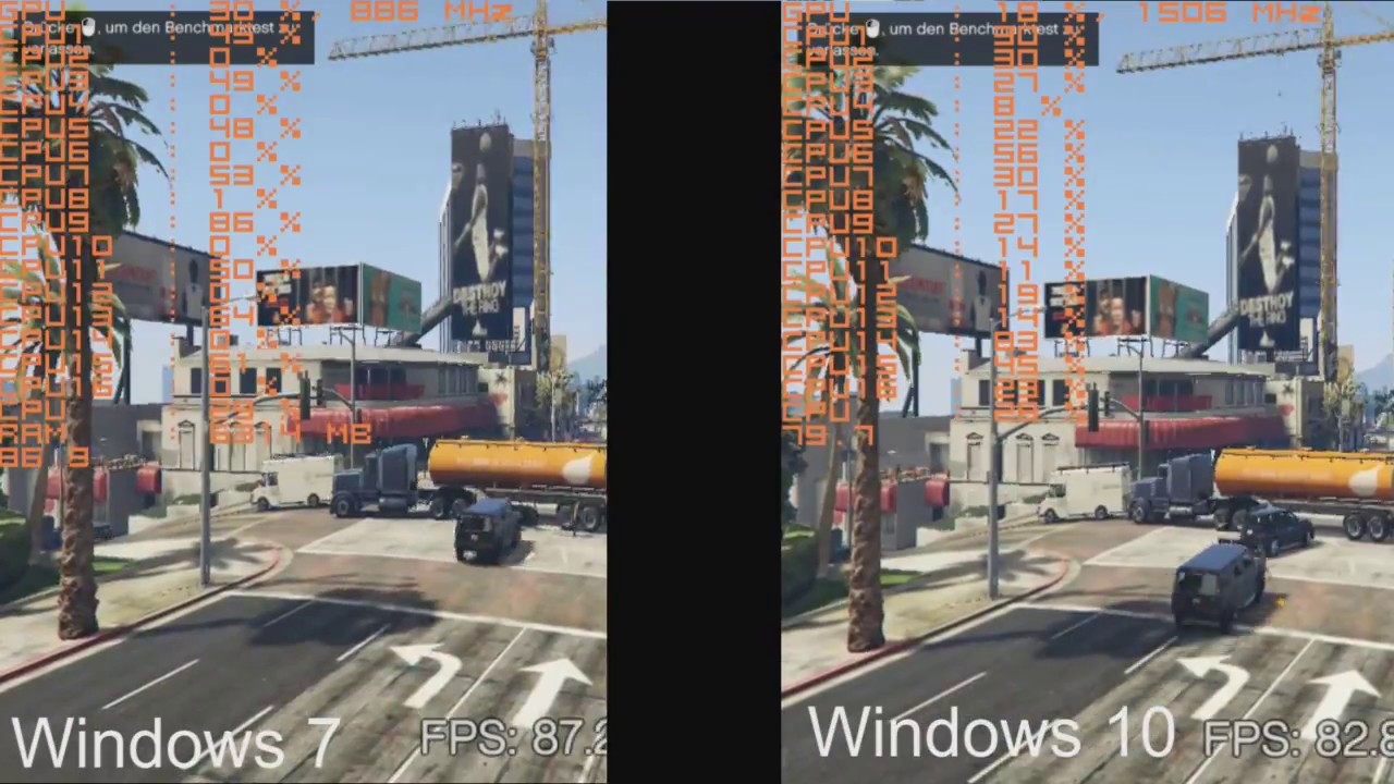 GTA V Ryzen 7 1700 Windows 7 vs. Windows 10 - YouTube