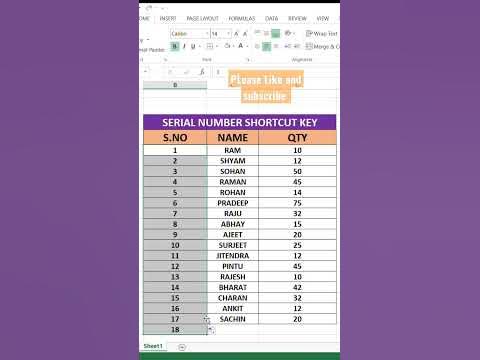 #Serialnumber shortcut key in excel||what is the shortcut key of serial number #short - YouTube