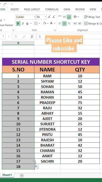 #Serialnumber shortcut key in excel||what is the shortcut key of serial ...
