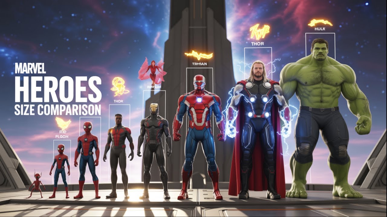 Marvel Superheroes Size & Powers 🔥 | Who's the Strongest? Hulk vs Thor ...