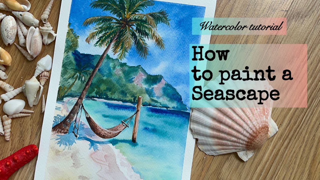 Watercolor seascape tutorial for beginners step by step - YouTube