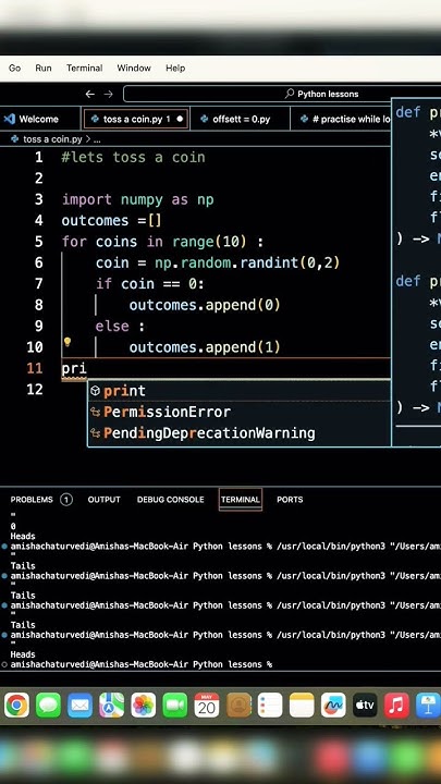 Tossing a coin in Python Part 2 #coding #python #programming #code #dataanlysis #datascience # ...