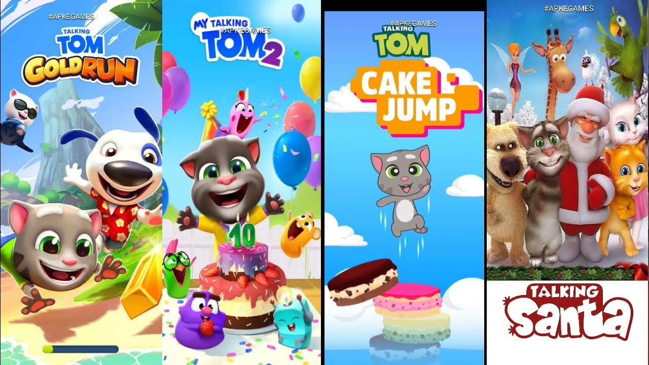 My Talking Tom 2 vs Talking Tom Gold Run vs Talking Tom Cake Jump vs Talking Santa Gameplay ...