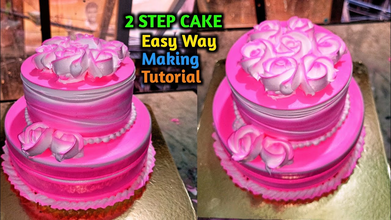 2 Step Cake Making Tutorial|Pink Colour Vanilla Cake 😱 - YouTube