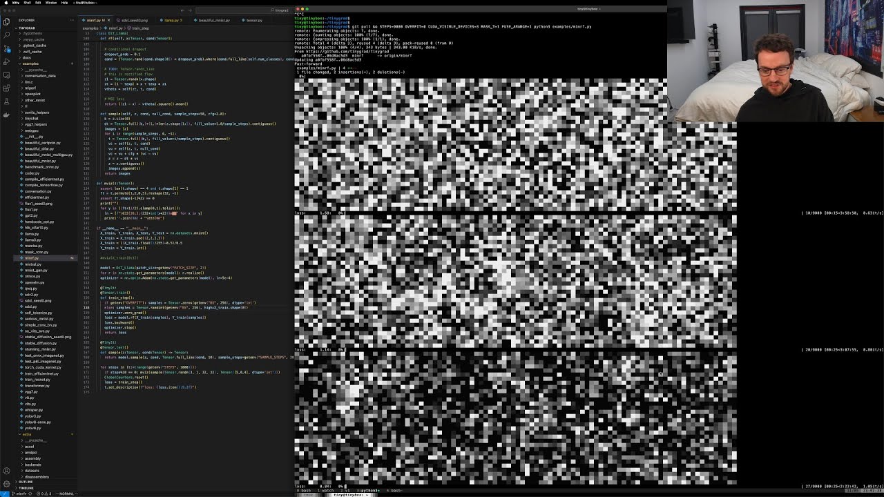 George Hotz | Programming | cozy diffusion stream (rectified flow ...