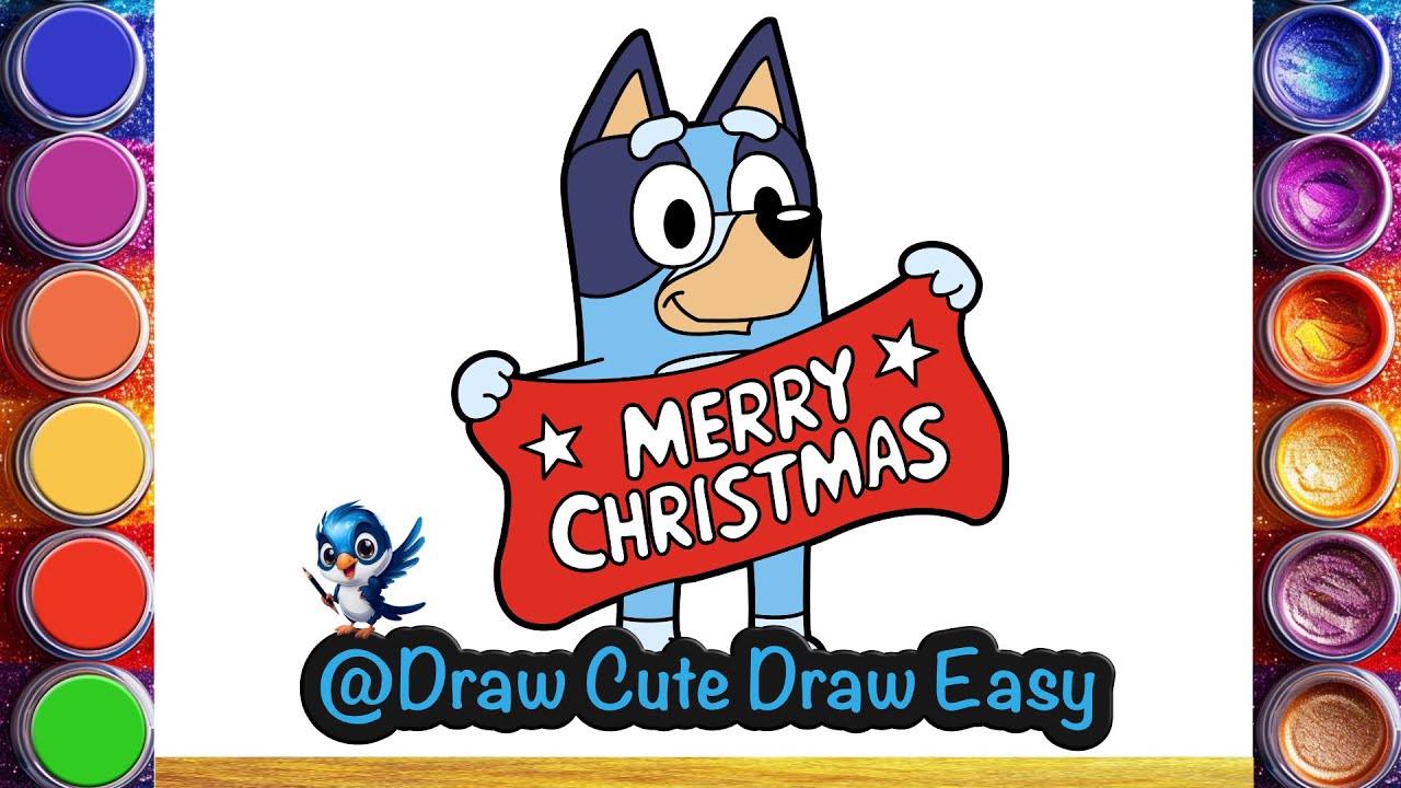 How to draw bluey💙💙💙🌈 🎄| step-by-step bluey drawing| colouring ...