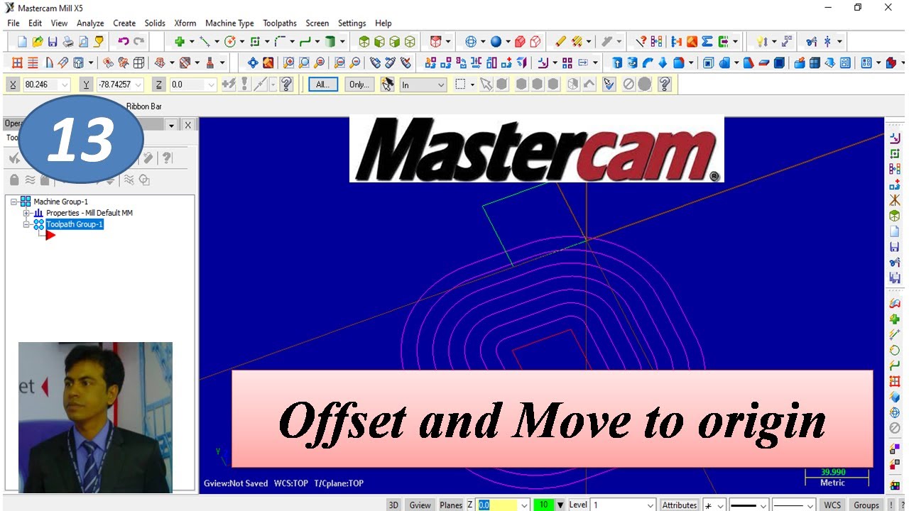 Mastercam Tutorials || offset || offset contour || move to origin ...