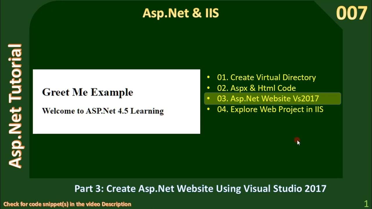 Asp Net & IIS | Part 3 - Create Asp Net Application VS2017 | Asp Net C# Tutorial #007 - YouTube