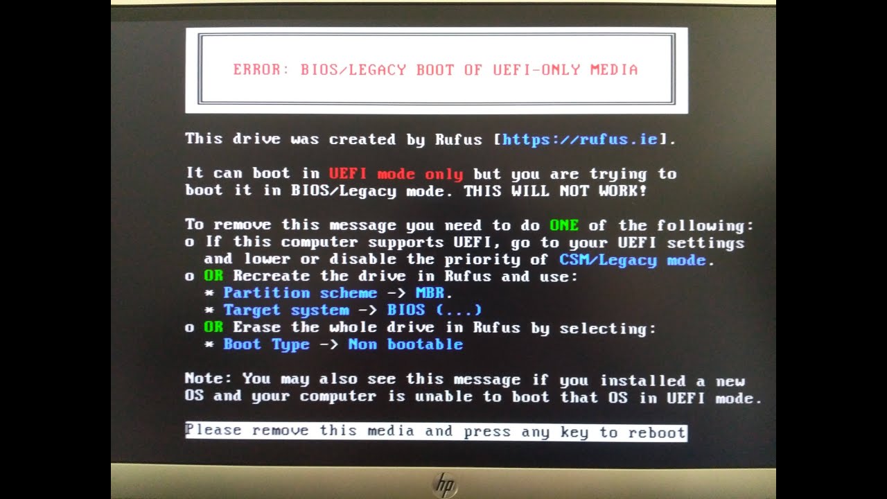 How To Fix Error Bios/Legacy Boot Of Uefi- Mode Error / how to fix ...
