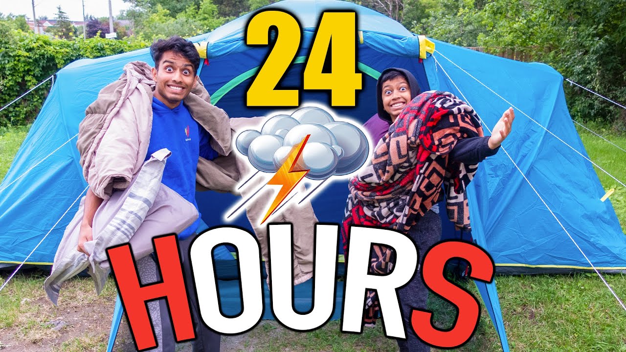 24 HOURS IN TENT CHALLENGE ⛺ | UNEXPECTED THUNDERSTORM ⛈️⚡ | VelBros ...