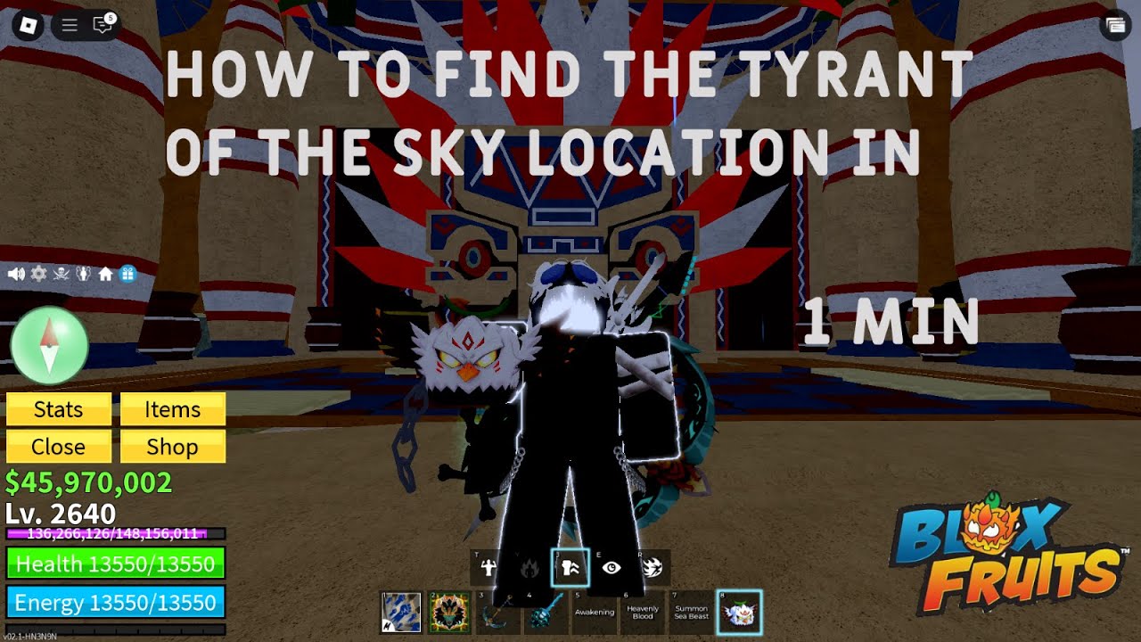 How To Find The Tyrant of the Sky Location In One Minute (Eagle Bosss) Blox Fruits - YouTube