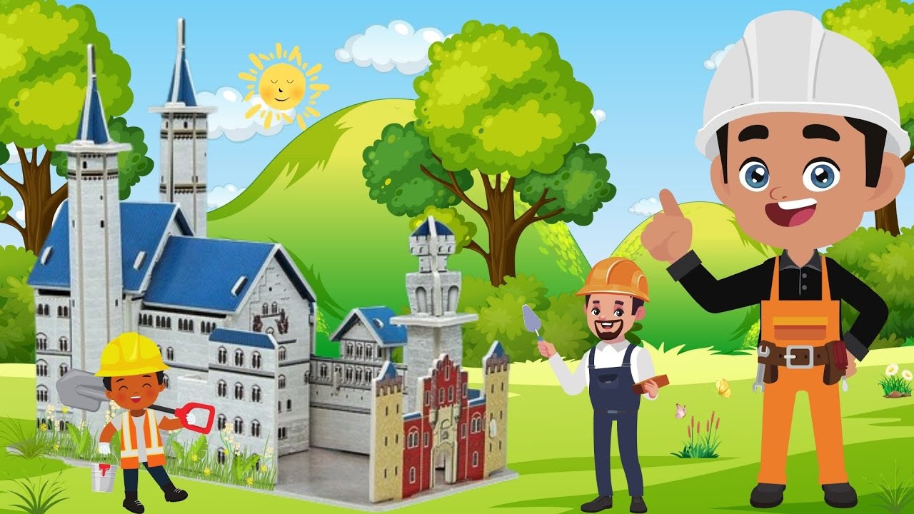 Building Castle, Giant Castle, Truck, Trailer, Construction Workers ...
