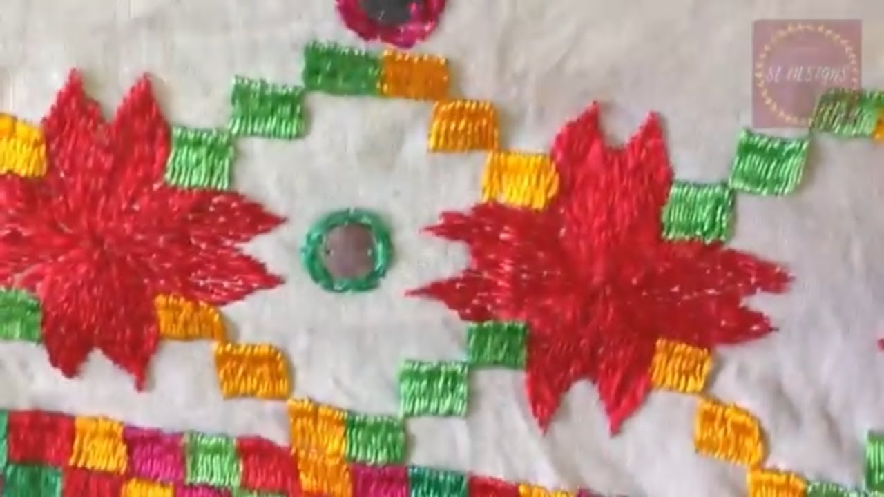 Hand Embroidery: Phulkari Design different and new - YouTube