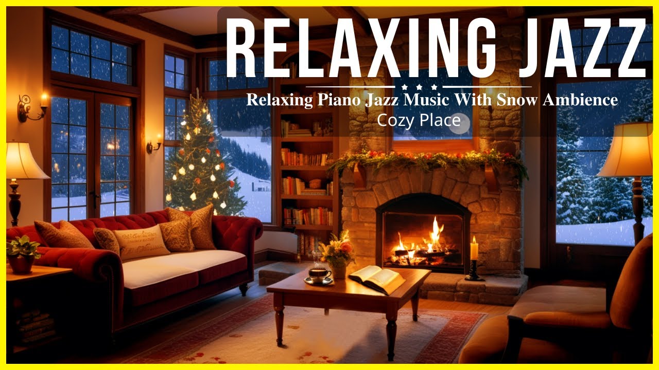 Relaxing Jazz Music & Crackling Fireplace ☕ Cozy Place - Smooth Piano ...