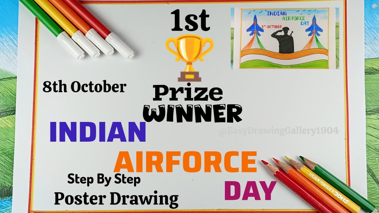 Indian Air Force Day Drawing Easy Steps| Indian Air Force Day Poster ...