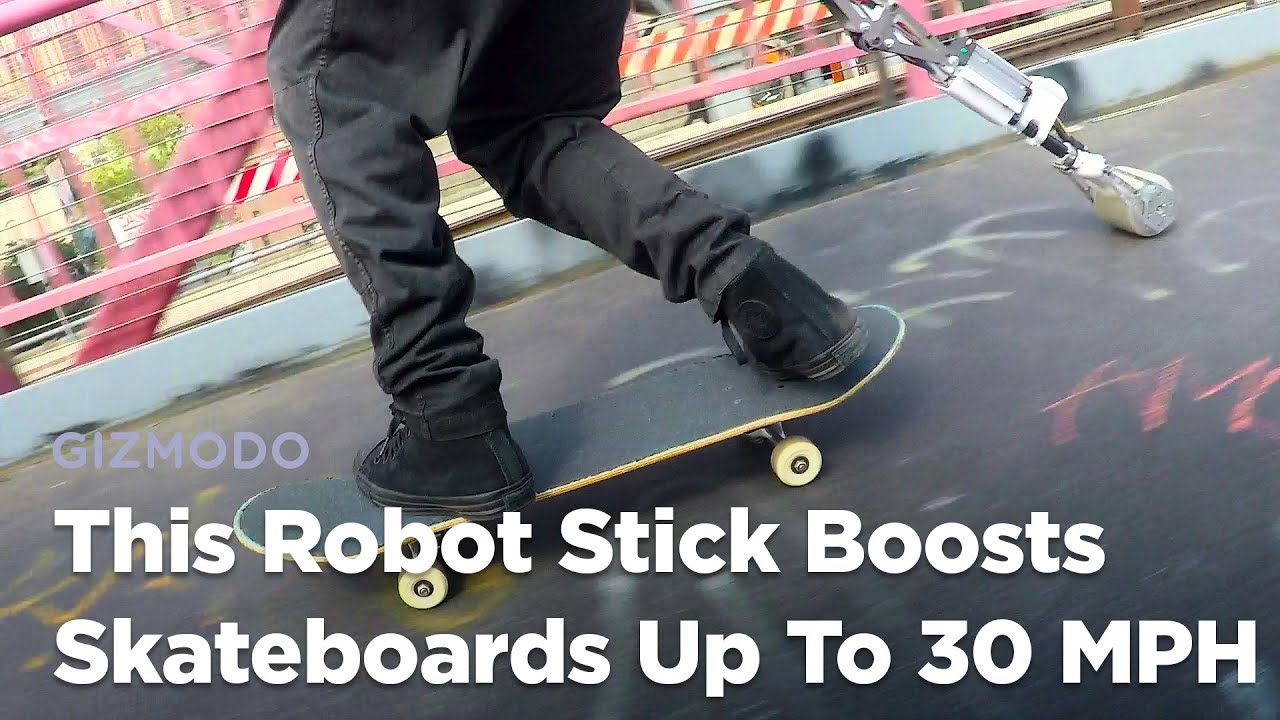 This Robot Stick Makes Skateboards Go as Fast as a Car - YouTube
