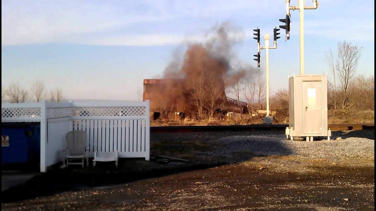 Sheridan smokestacks demolition - YouTube