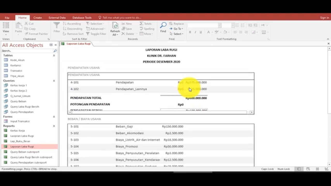 Cara Membuat Laporan Keuangan di Microsoft Access V2 Part5/6 - Membuat ...