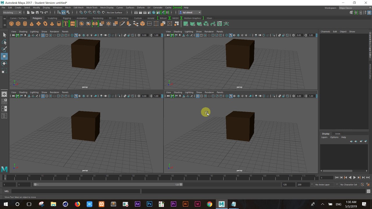 How to change object view in Maya 3d - YouTube