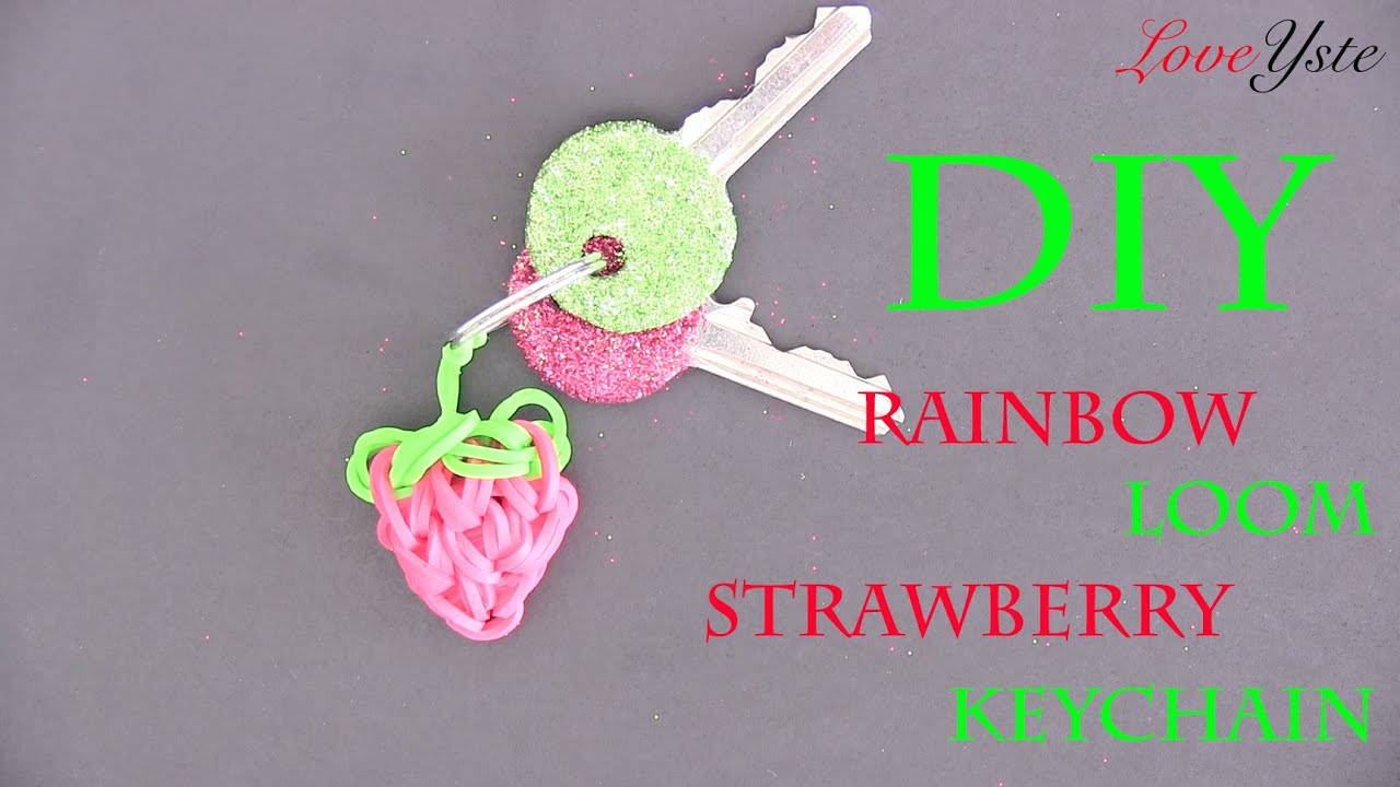 Rainbow Loom Denmark - Strawberry Keychain (Easy Tutorial) - YouTube