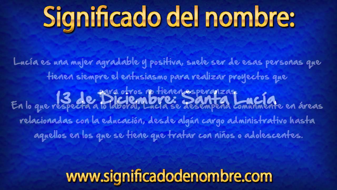 Significado de Lucía | ¿Qué significa Lucía? - YouTube