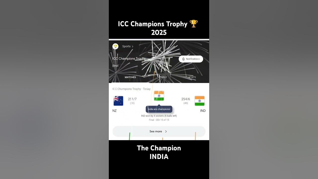 ICC Champions Trophy 🏆 2025 | The Champion INDIA #iccct2025 #iccchampionstrophy2025 #sports ...