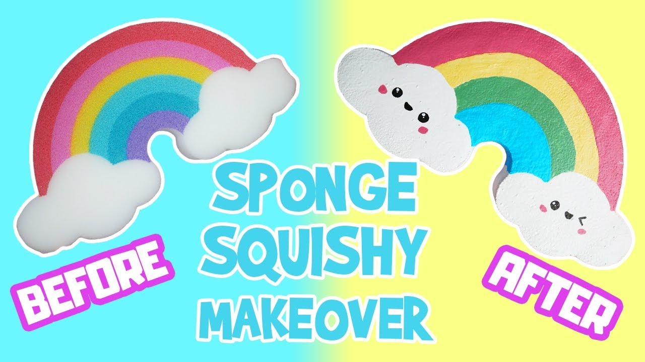 DIY £1 Sponge To Rainbow Squishy Makeover | PLUS Giveaway Details - YouTube