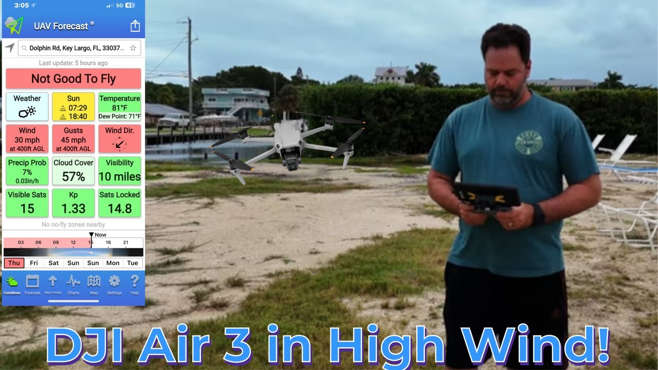 Testing the DJI Air 3 in High Winds: 45MPH in the Florida Keys! 🌴 🌴 💨 ...