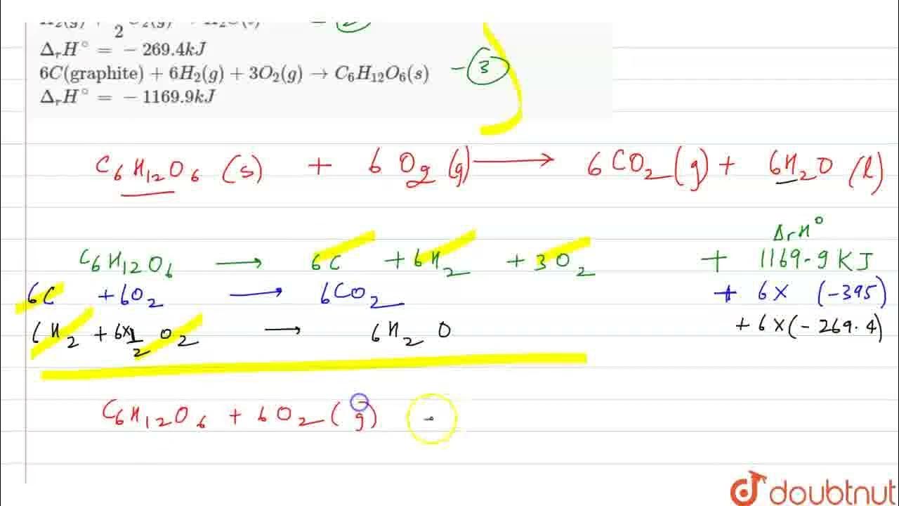 Calculate the enthalpy of combustion of glucose from the follwoing data :C(graphite) +O_(2)(g) t ...