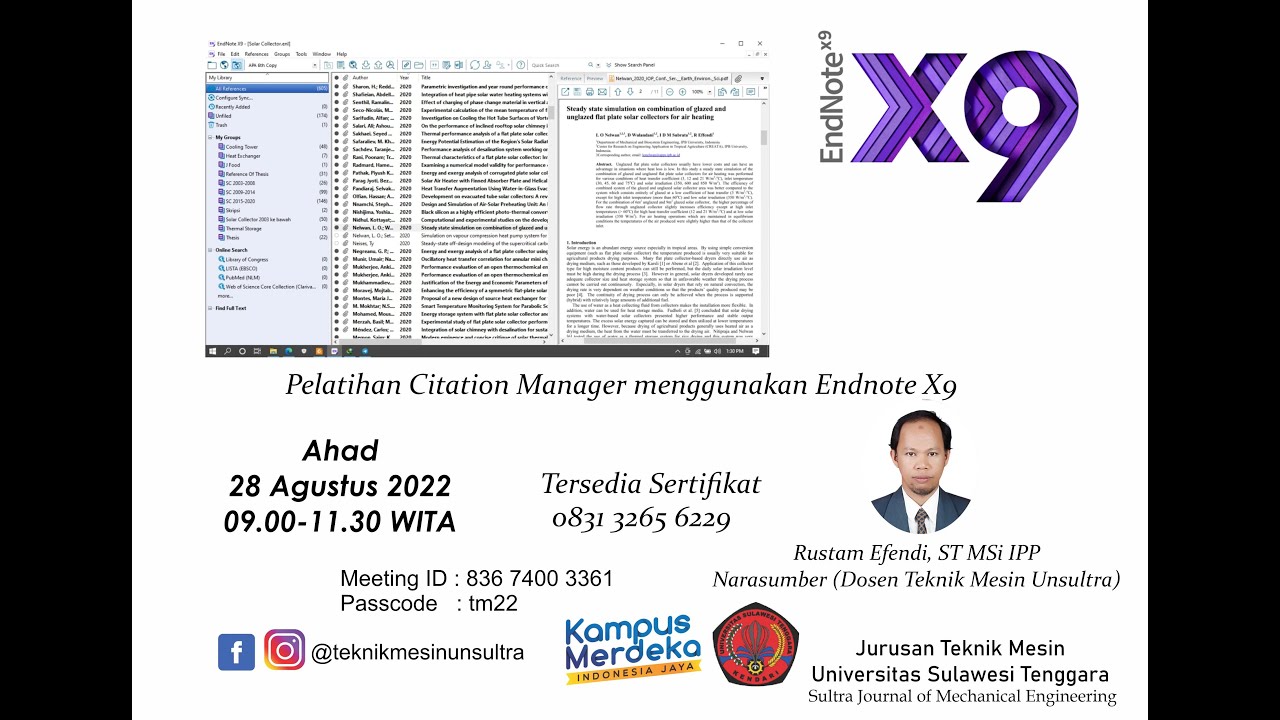 Pelatihan Citation Manager Endnote X9 - YouTube