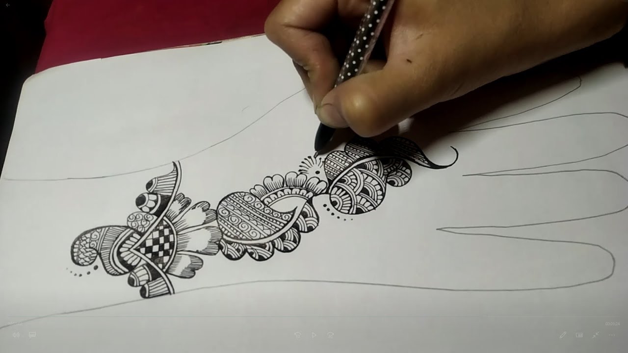 ARABIAN MEHANDI DESIGN SKETCH l HOW TO MAKE MEHANDI DESIGN USING PEN ...