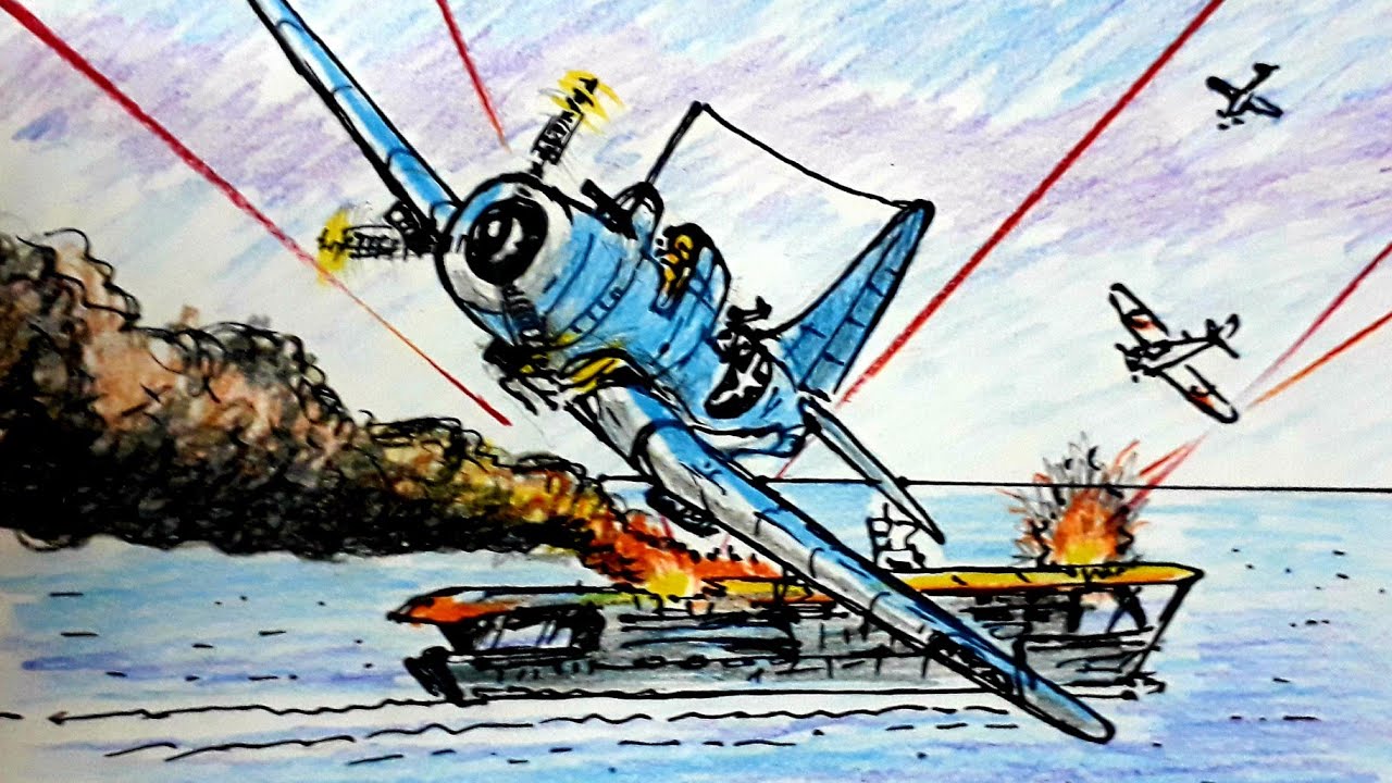 Drawing battle of Midway. ยุทธนาวีที่มิดเวย์ !!! - YouTube