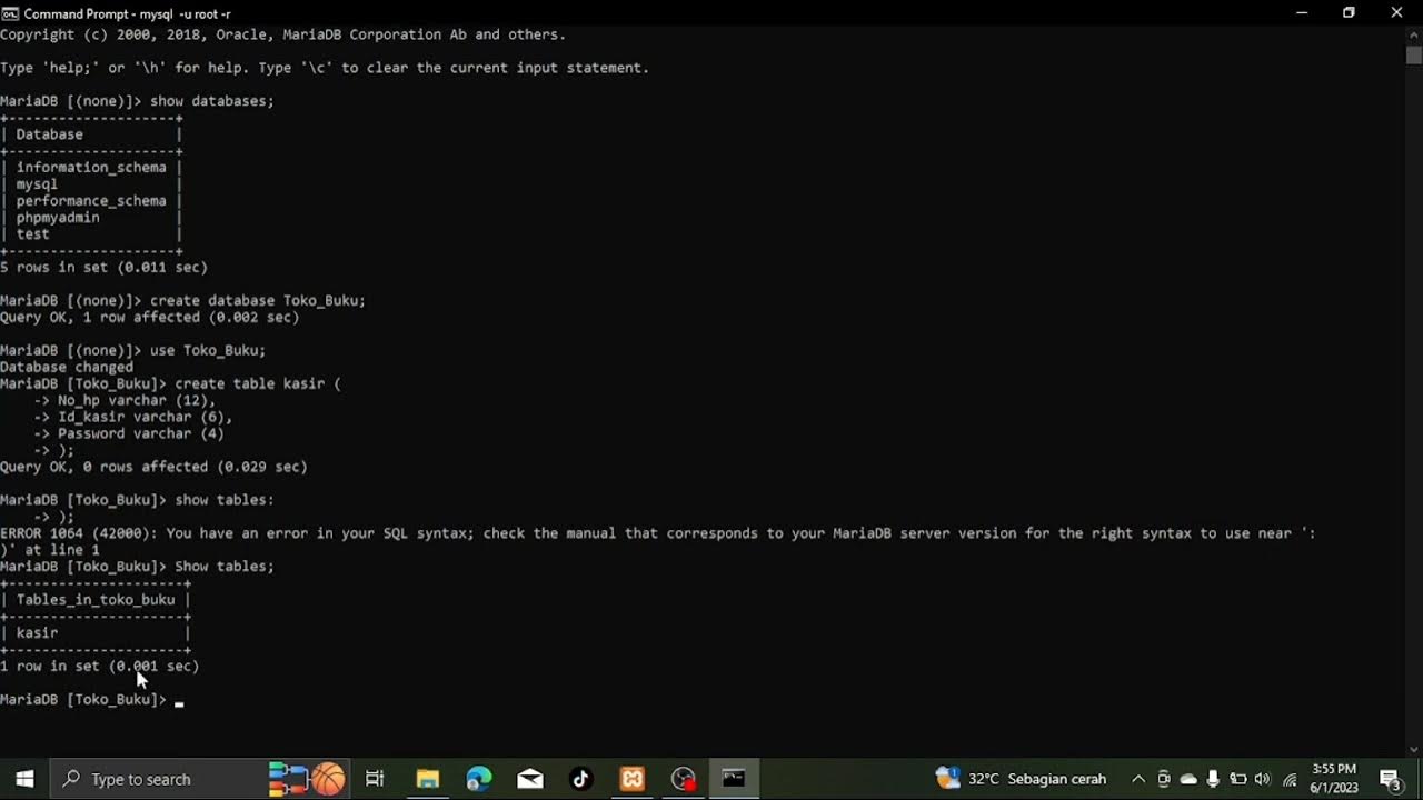 Tugas Basis Data (Membuat File data Menggunakan Aplikasi XAMPP dan CMD) - YouTube