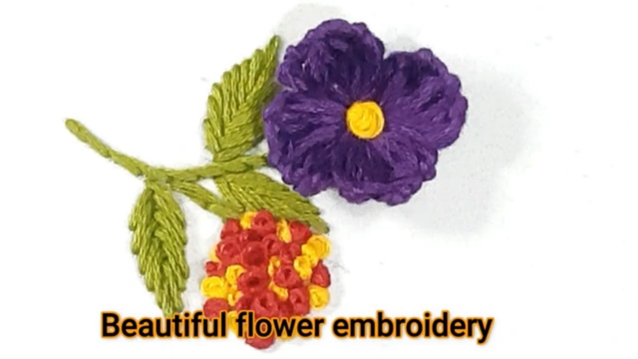 looped lazy daisy flower stitch embroidery | Flower Embroidery ...