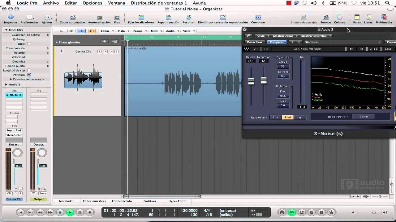 #4 - TUTORIAL DE WAVES EN ESPAÑOL - Reducción de ruidos - X-Noise II ...