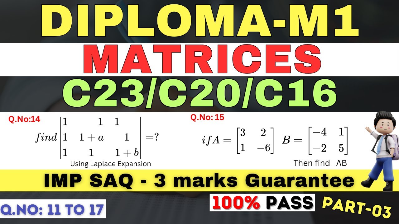 "Diploma M1: Matrices Short answer questions for C23/C20/C16" | Part 3 ...