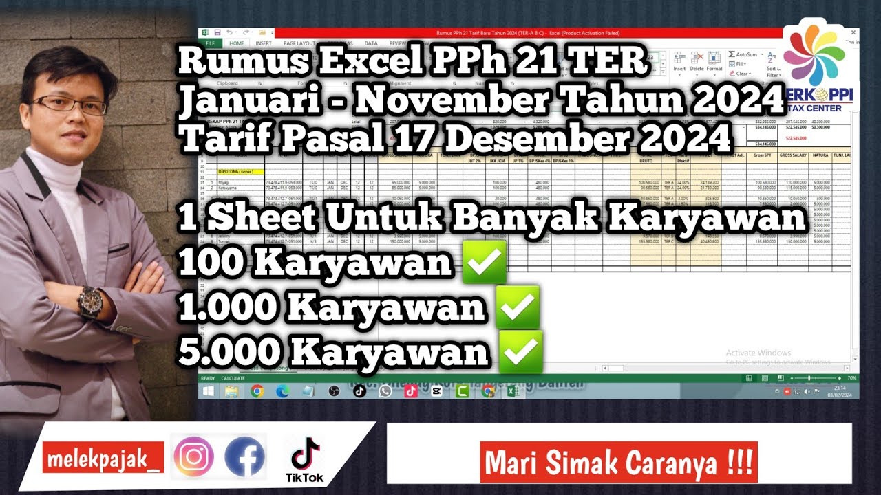 Rumus Excel PPh 21 Ter Tahun 2024 Untuk Banyak Karyawan - YouTube