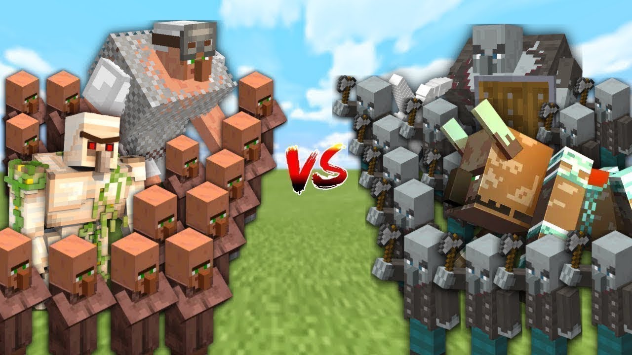 +999 VILLAGER GUARDS VS +999 PILLAGERS - MINECRAFT MOB BATTLE - YouTube