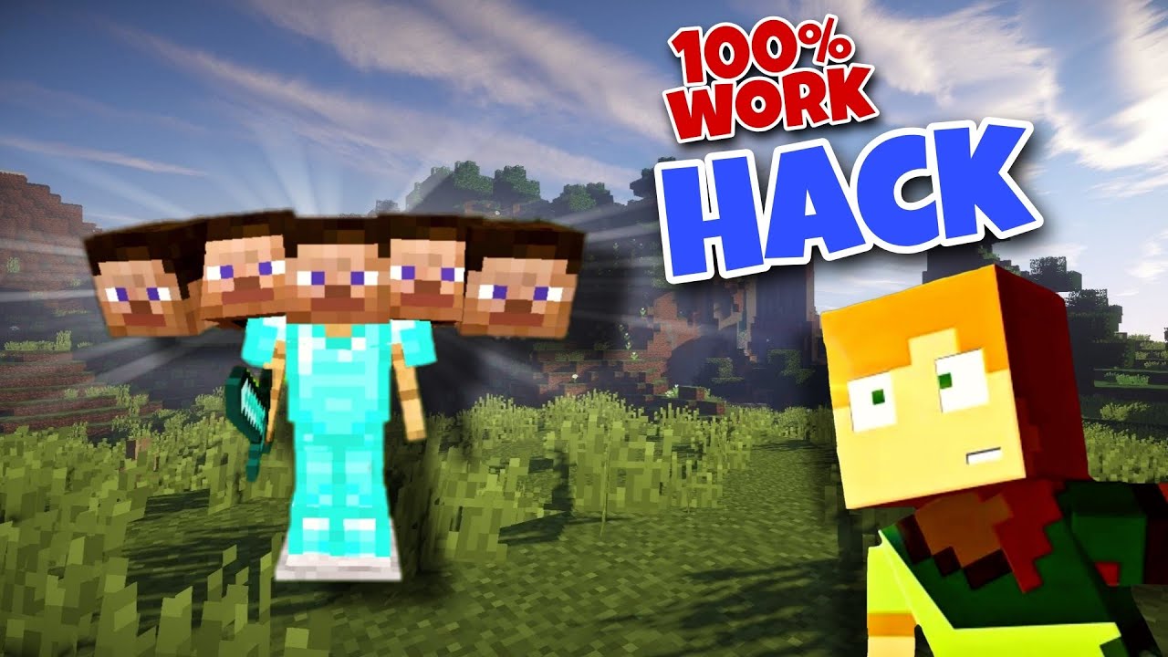 Minecraft 4 headed steve tiktok hack in minecraft pocket edition - YouTube