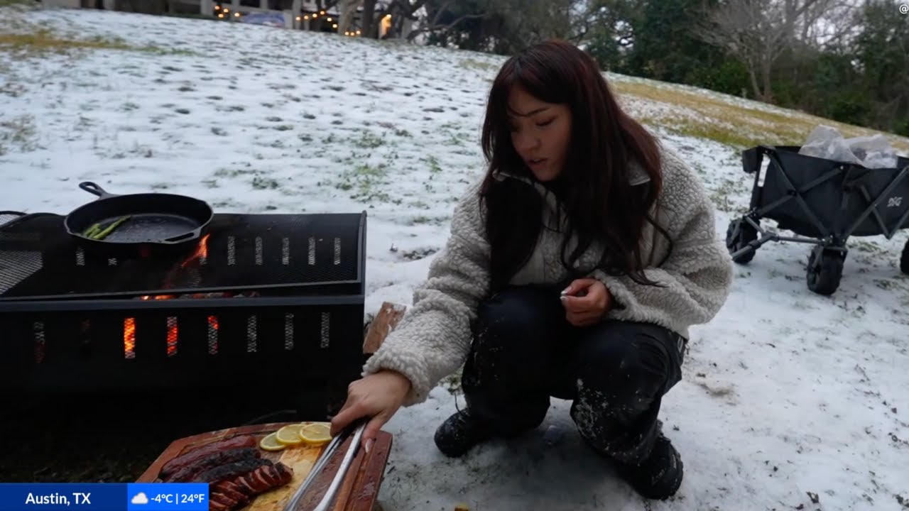 Cinna Cooking Outdoors In The Winter Snow Storm [Jan 25, 2026] - YouTube