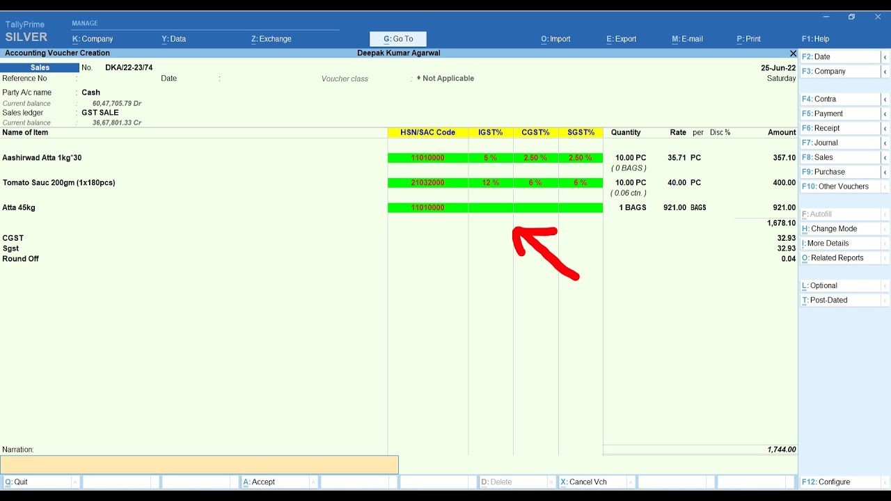 How do you show HSN code in sales and purchase voucher in Tally prime ...