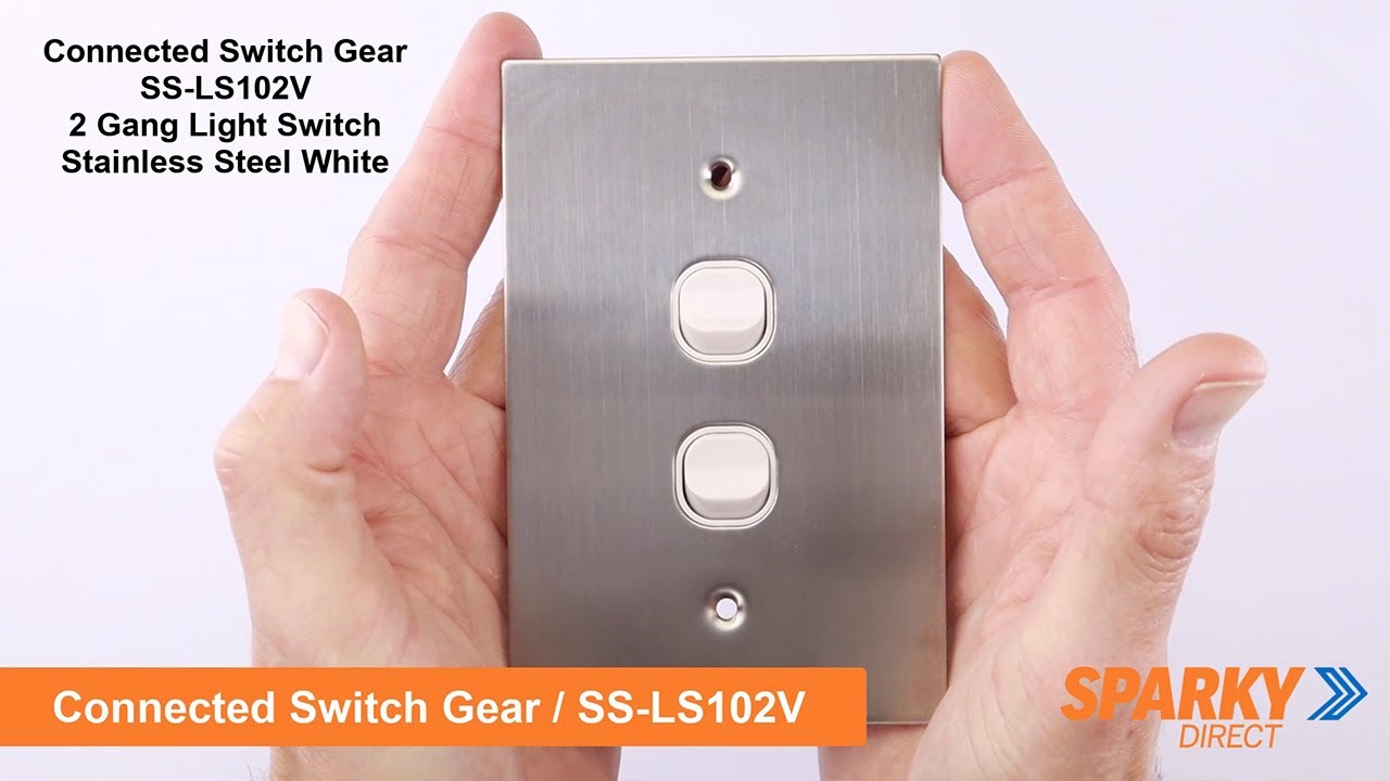 Connected Switch Gear SS-LS102V | 2 Gang Light Switch | Stainless Steel ...