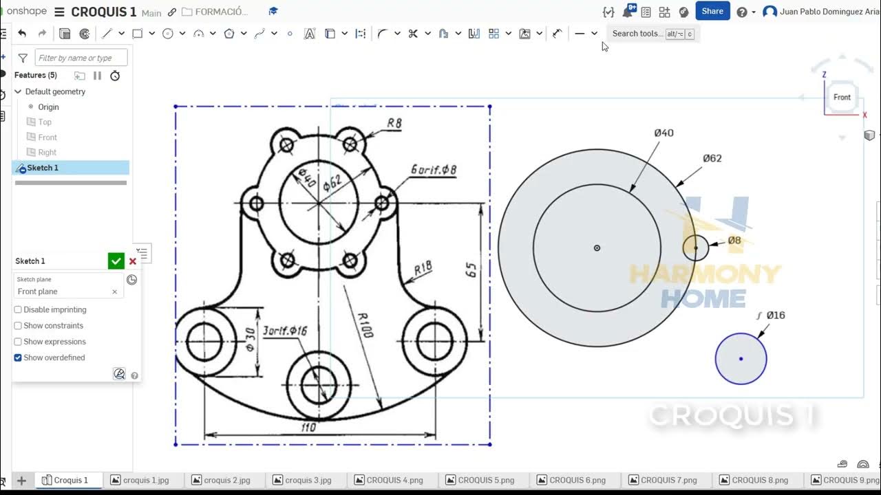 ONSHAPE: Ejercicio de CROQUIS 1 | Dominando las Herramientas de Croquis ...